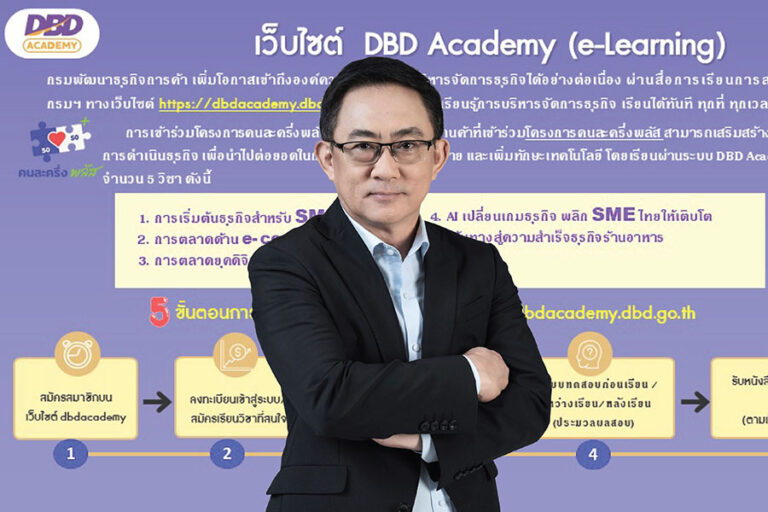 กรมพัฒนาธุรกิจฯ เปิด 5 คอร์สออนไลน์ DBD Academy หนุนร้านคนละครึ่งพลัส Upskill–Reskill รับโบนัส ...
